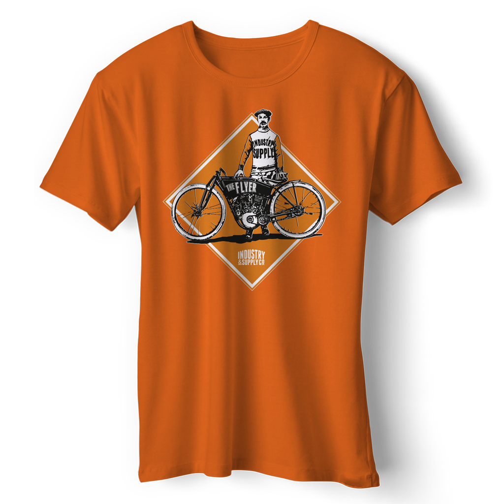 The Flying Merkel Motorcycle - Orange T-Shirt. 100% Cotton, All sizes ...